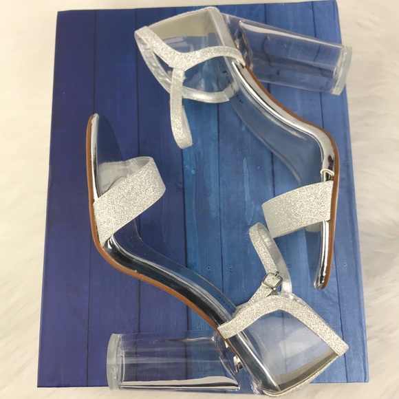 Forever 21 | Shoes | Womens Glitter Clear Round High Heel Dress Sandal ...